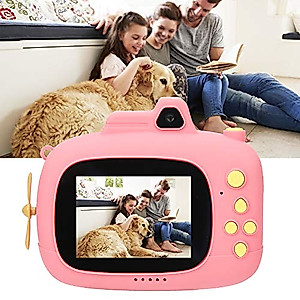 Jiawu Kids Camera, Video Camera Mini Front/Rear Dual Shot Digital 2.4inch Electronic Gift HD for Taking Photos for Recording Videos(Pink)