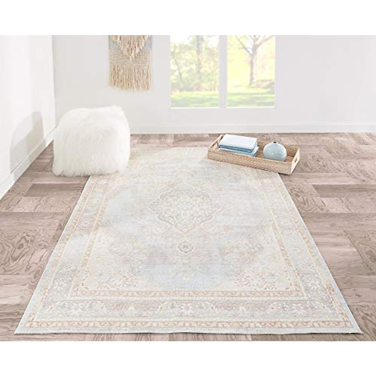 Momeni Rugs Isabella Traditional Medallion Flat Weave Area Rug, 7'10" X 10'6", Blue