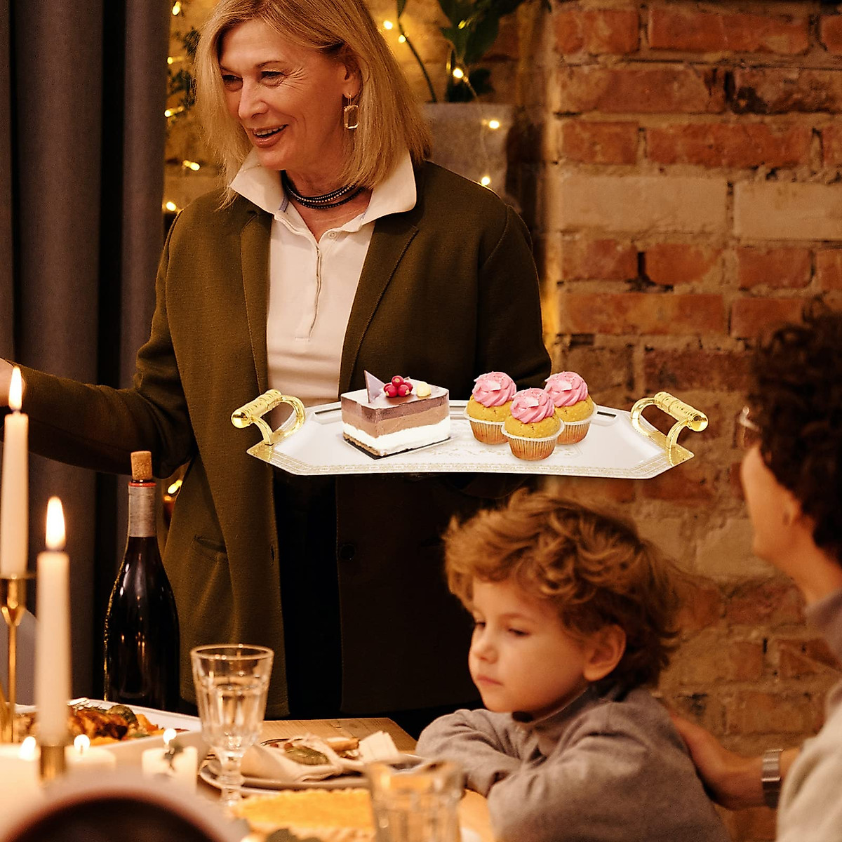 Zerodeko 2 pcs Nuts Platters Golden Holder Snacks Condiments Restaurant Trays Tray Storage Serving Jewelry Dessert Steel Metal with Kitchen Vintage Handles Platter Table Stainless Service