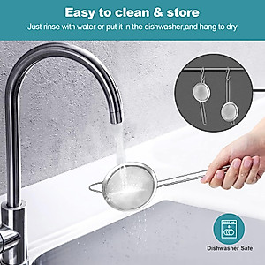 Harewu 2 Pack Fine Mesh Strainer, Small Stainless Steel Sieves with Handles, for Steeping Loose Leaf Tea, Straining Cocktail, Juice and Sifting Flour, Powdered Sugar (2pcs)