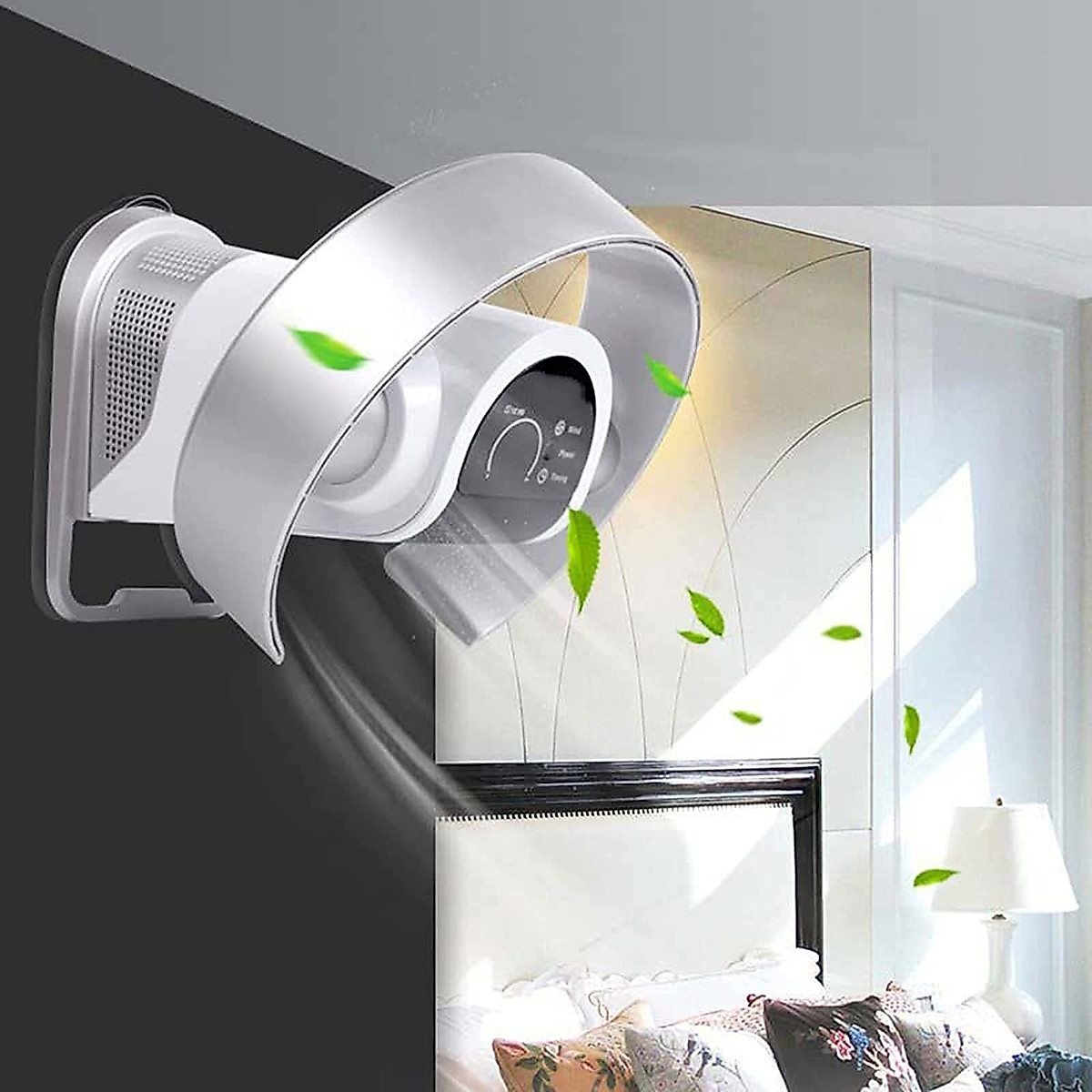 Desk Fan - Wall Mount Bladeless Fan Personal Cooling Fan, 12 Inch Table Fan, 9 Speeds, 90° Oscillating Quiet Floor Fan with Remote for Office, Bedroom