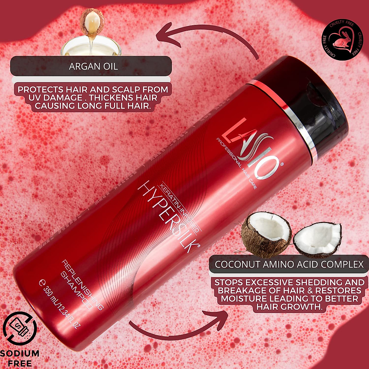 Lasio - Keratin-Infused HYPERSILK Replenishing Keratin Shampoo - 35.27 Fl. Oz - Repair, Restore & Redefine Hair Care Products - Keratin Shampoo Sulfate Free