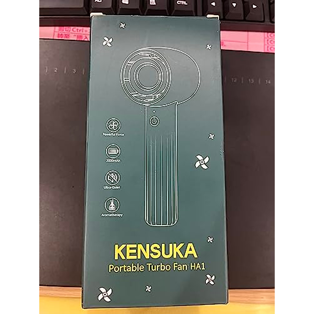 KENSUKA Portable Handheld Fan with Aromatherapy HA1, Personal USB Rechargeable Mini Turbo Fan with 3 Speed Adjustable and Desk Base, Pocket Hand Fans for Women, Travel, Makeup, Outdoor, Indoor.