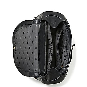 KATE SPADE LEILA LARGE FLAP BACKPACK TOTE BAG BLACK PEBBLED LEATHER