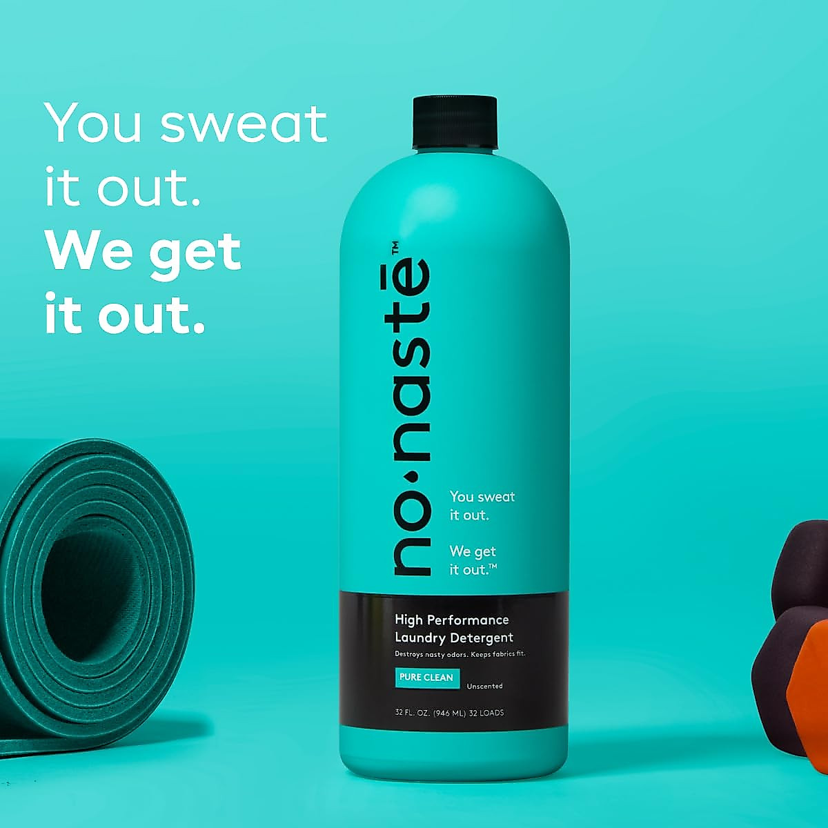 Nonaste Liquid Laundry Detergent - Pure Clean, 32 Fl Oz (Pack of 1) - Active Wear Laundry Detergent for Workout Clothes & More - Unscented, Gentle & Color Safe