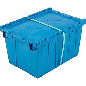 Monoflo Global Industrial Plastic Distribution Container With Hinged Lid, 21-7/8x15-1/4x12-7/8, Blue