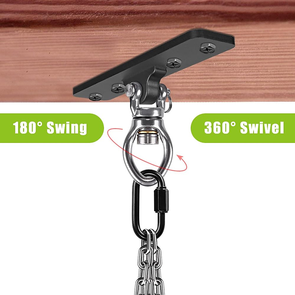 Dolibest Heavy Duty Swing Hanger, Swing Set Accessorie with Carabiner for Indoor Outdoor Playground, Porch Swing Hanging Kit for Wooden and Concrete Set with 4 Wood Screws and 4 Expansion Bolts, 900LB