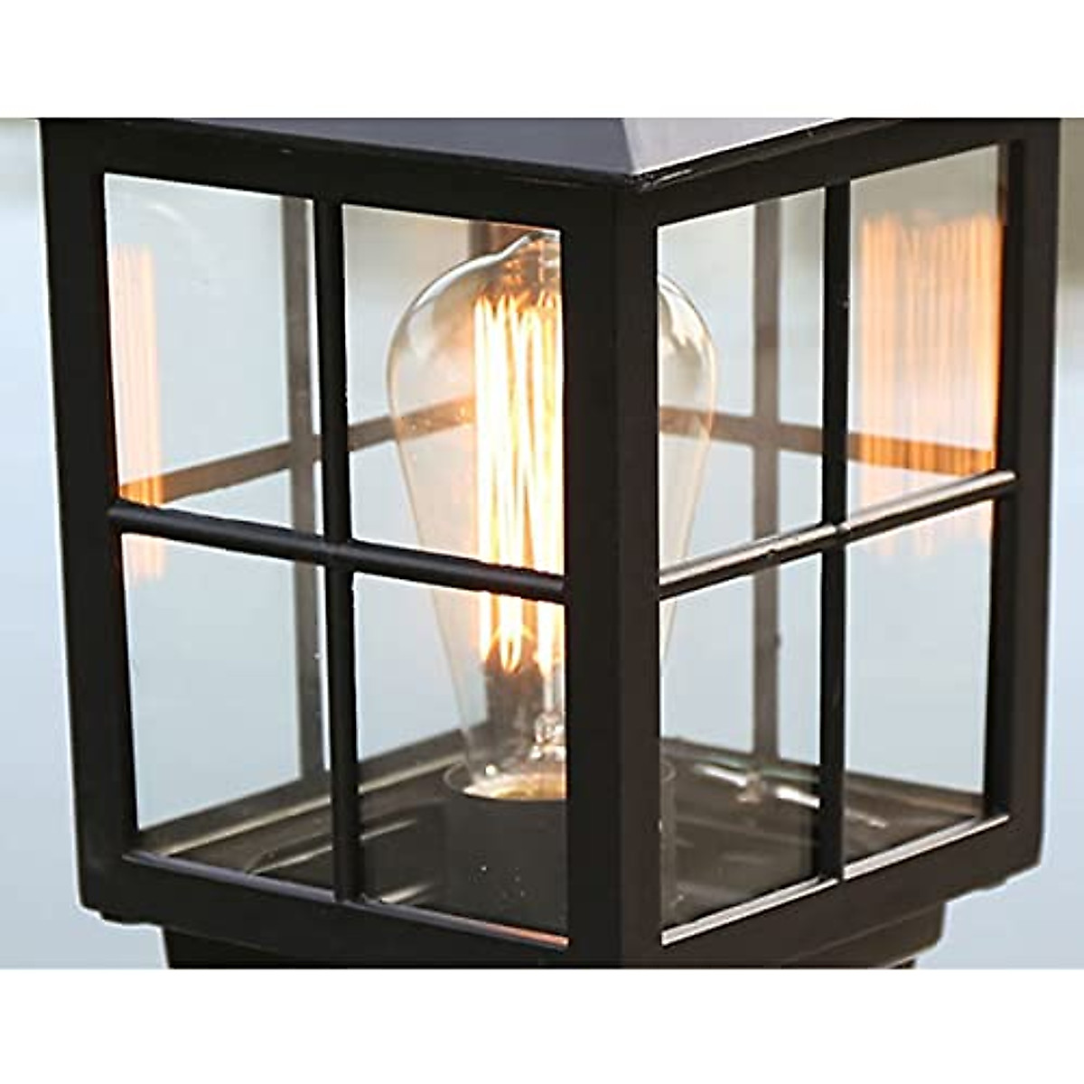 CZLZY European Style E27 Pillar Lamp Outdoor Courtyard Fence Post Light Waterproof IP54 Glass Lampshade Garden Lawn Decoration Column Light Base Landscape Light Pillar Pole Lamp