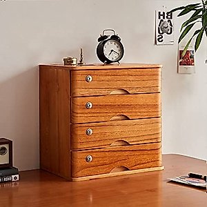 BIZOLE Desk Organizers with Lock - Office Supplies Storage Organizer, Wooden File Cabinet/Desktop Storage Cabinet/Data Cabinet, 1/2/3/4 Tier with Lock (Size : 4 Layer)
