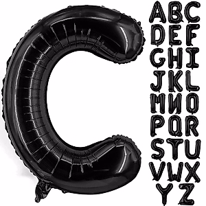 Lovoir 40 Inch Large Black Letter C Balloons Big Size Jumbo Mylar Foil Helium Balloon for Birthday Party Celebration Decorations Alphabet Black C