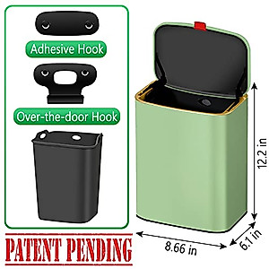 WAYCOM 2.1 Gal Compost Bin Kitchen for Counter Top or Under Sink,Compost Bin Stainless Steel Hanging Compost Bin with Lid for Cupboard/Bathroom/Bedroom/Office,Indoor Compost Bucket