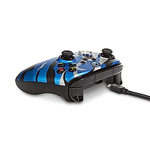 PowerA Enhanced Wired Controller for Xbox Series X|S - Metallic Blue Camo, gamepad, wired video game controller, gaming controller, Officially Licensed for Xbox