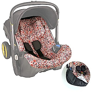 UKJE Protective Car Seat Stroller Cover Compatible with Doona Car Seat - Protector, Cotton Cover, Infant Car Seat Liner - Newborn Car Seat Accessories - Easy to Clean - Easy to Install (Pink Flowers)