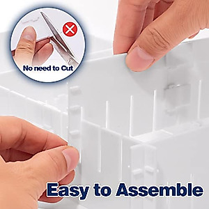 SELFIE CAT Acrylic Drawer Divider Board Set 40PCS Adjustable DIY Drawer, No Need to Cut, Organizer Separator for Socks Underwear Lipstick Kitchen Bedroom