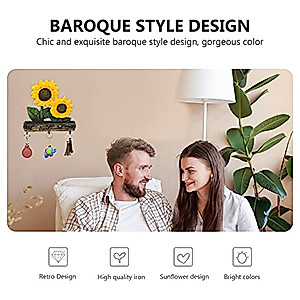 Yardwe Wall Mounted Floating Rack Hook Sunflower Entry Keychain Hanger for Entrance Coat Scarves Purses Bag Storage Organizer