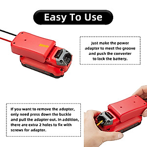 Power Wheel Adapter for V20 Craftsman 20V Battery with Fuse & Wire terminals, Power Connector for Rc Car, 14 Gauge Robotics, Rc Truck,DIY use, Work for MAX CMCB204 CMCB202 CMCB201 CMCS500B Battery