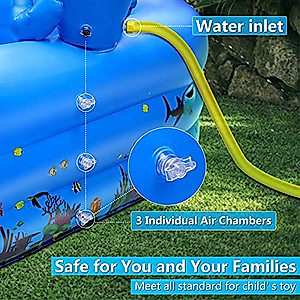 RundA Inflatable Swimming Pool, 2021 Upgraded 95''X56''X22'' Kiddie Pool with Dinosaur Sprinkler, Full-Sized Swimming Pool Above Ground for Kids, Adults, Family for Ages 3+, Outdoor, Garden, Backyard