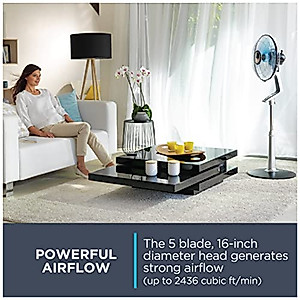 Rowenta Turbo Silence Standing Floor Fan with Remote 53 Inches Ultra Quiet Fan Oscillating, Portable, 5 Speeds, Indoor, Refresh Up to 23-Feet VU5670,Silver