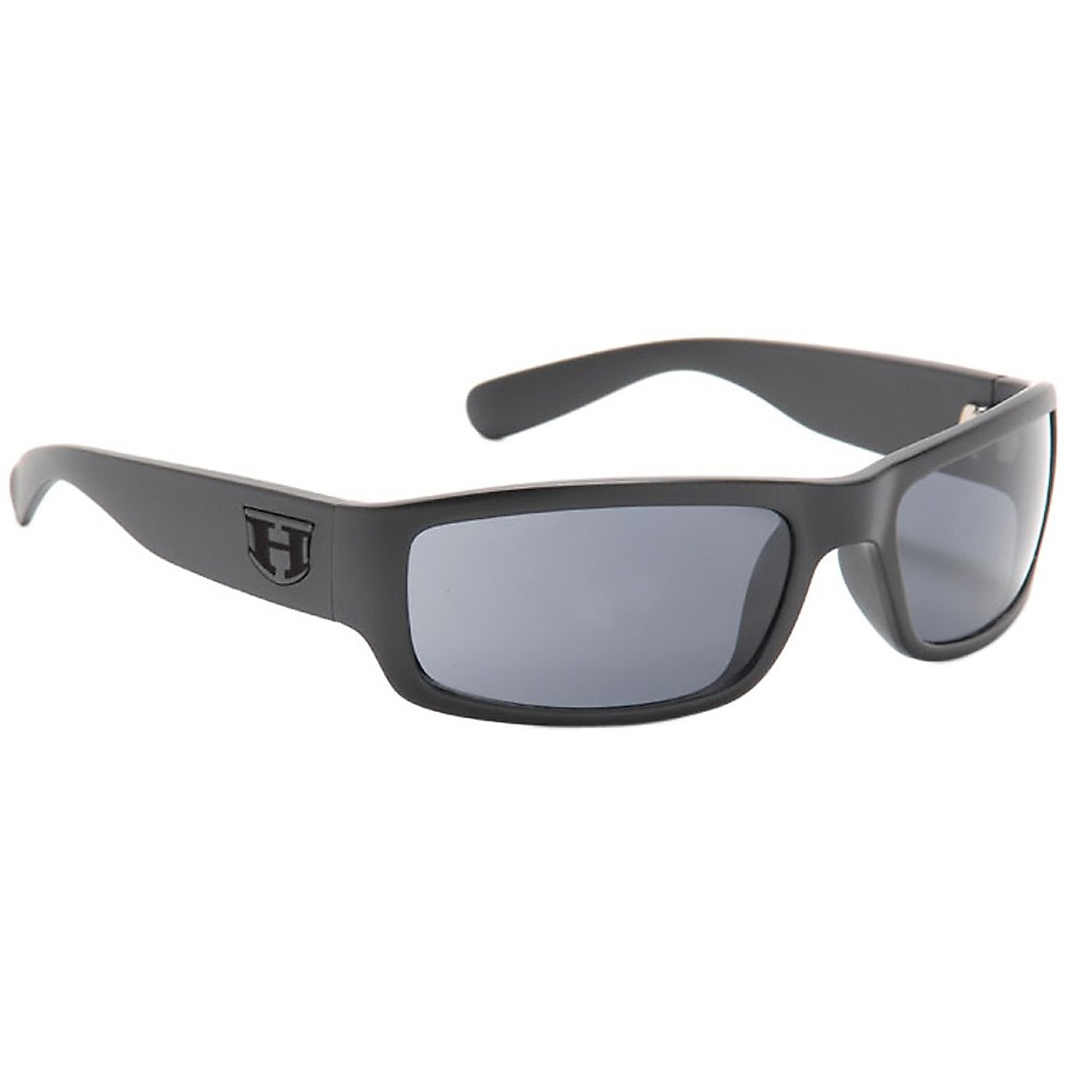 Hoven Highway 12-9902 Polarized Rectangular Sunglasses, Black on Black, 62 mm