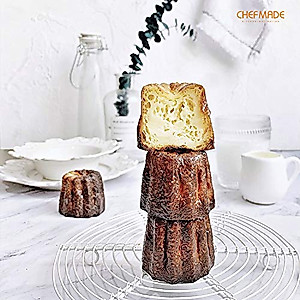 CHEFMADE Canele Mold Cake Pan, 12-Cavity Non-Stick Canele Muffin Bakeware Cupcake Pan for Oven Baking (Champagne Gold)