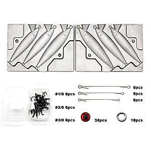 Dimatteo Fishing Jigging Lure Mold Kits 5oz, 5.5oz, 7.5oz,3 Cavities, 91pcs/Pack,Without Handle