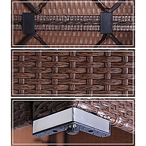 SUNVIVI OUTDOOR 2-Piece Patio Ottoman Furniture Set, All-Weather PE Wicker Rattan Outdoor Daybed Sofa Set, Patio Couch with Ottoman for Balcony Garden Pool, Brown