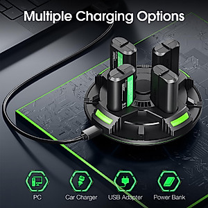 MAMPO 4x1800mAh Rechargeable Battery Pack for Xbox Controller, Xbox Battery Pack Charger Station, Compatible with Xbox Series X/S, Xbox One Elite, Xbox One X/S, Xbox One