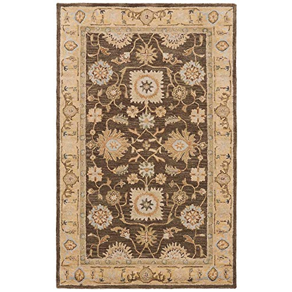 SAFAVIEH Anatolia Collection Area Rug - 6' x 9', Brown & Taupe, Handmade Traditional Oriental Wool, Ideal for High Traffic Areas in Living Room, Bedroom (AN556C)