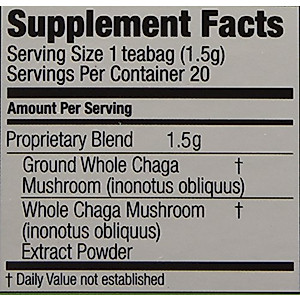 Sayan Siberian Chaga Mushroom Tea Organic Antioxidant Caffeine Free, Raw and Extract Blend, Unbleached 20 Bag, Wild Harvested for Focus Concentration Energy Boost and Immune Support, Detox