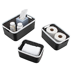 Advantus 39220 Open Lid Storage Bin, Black/White, 3/Pack