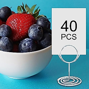 GPYG 40PCS Table Number Holders, Place Cards Holder, Mini Food Labels Menu Holder, Photo Holders, Idea For Centerpieces, Wedding, Birthday, Party Decoration (Silver)