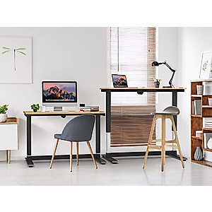 CAXXA Height Adjustable Computer Desk Electric, 48 x 24 Inches, Black Frame Teak Tabletop