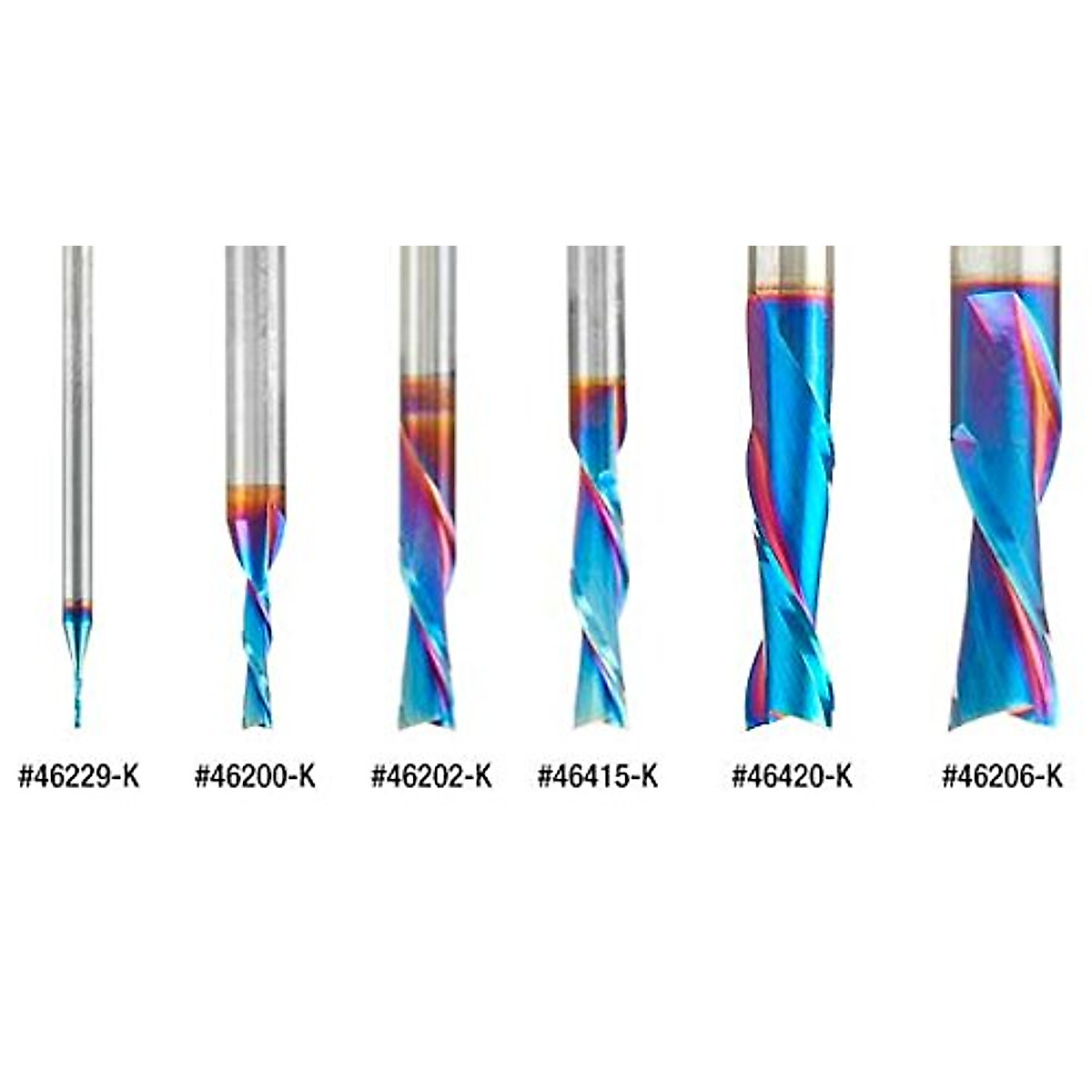 Amana Tool - 46225-K Solid Carbide Spiral Plunge Router Bit Down Cut 1/8 Dia x 13/16 x 1/4 Inch Shank, Spektra Extreme Tool Life Coated