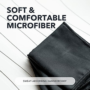 SweatBlock Microfiber Sweat Absorbing Handkerchief - Sport, Gym, Daily Use - for Hands, Face, Body - Machine Washable, Reusable - Men & Women - 15x15 (3 Pack, Black)