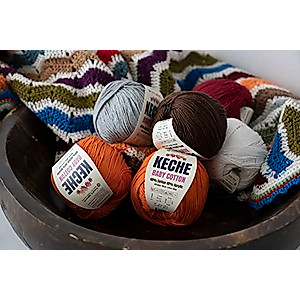 Keche Cotton Yarn, 60% Cotton 40% Acrylic Yarn, Soft Cotton Yarn for Crochet and Knitting, Amigurumi Yarn 1 Skein/Ball 1.76 Oz (50g) / 180 Yrds (165m) - Pink