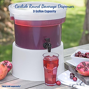 Carlisle FoodService Products Round Beverage Dispenser Drink Dispenser with Spigot for Catering, Plastic, 3 Gallons, Clear