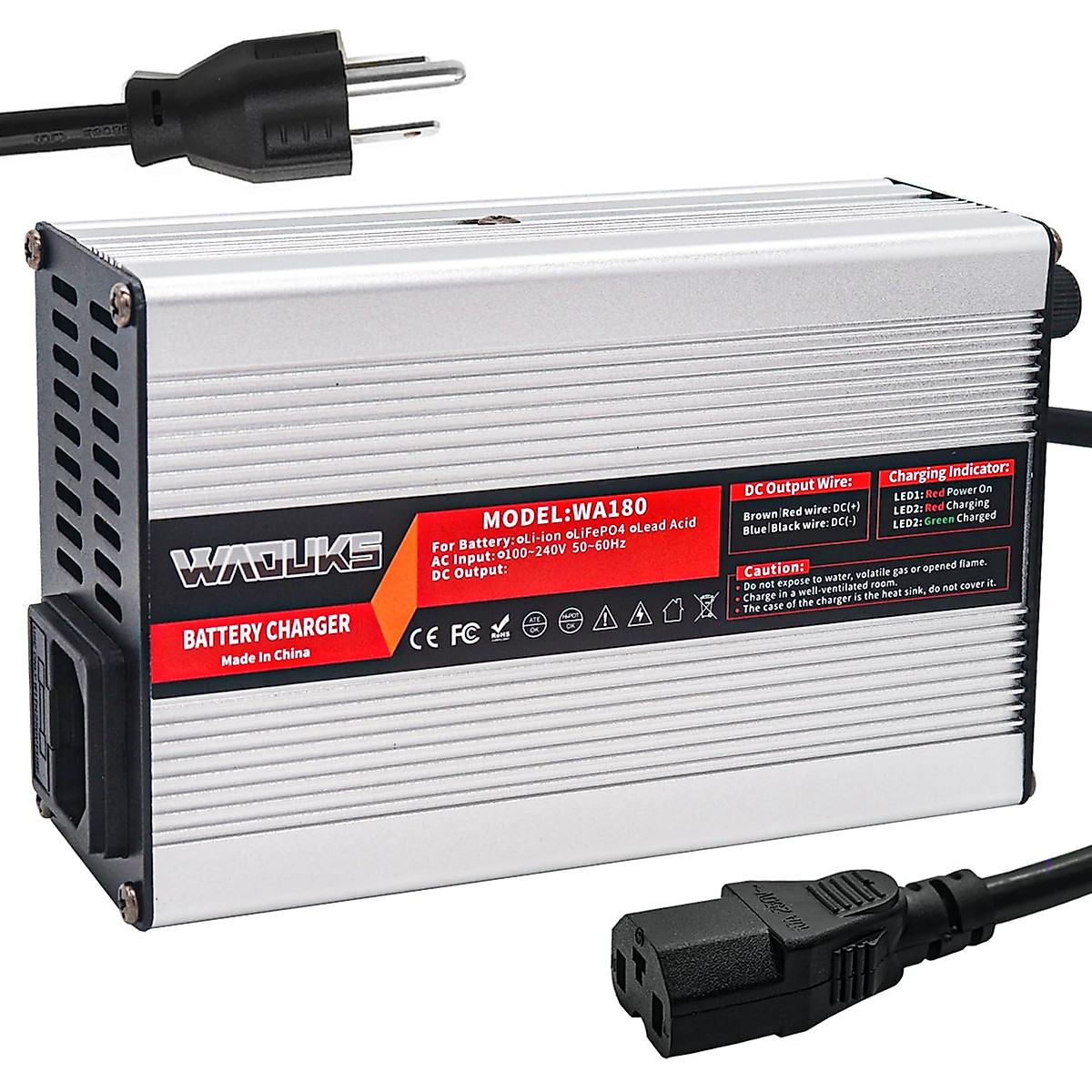 WAOUKS 48V 2A Charger 48V Lead Acid Battery Charger 55.2V Lead Acid Charger Used for 48V Lead Acid AGM Gel VRLA OPZV Battery