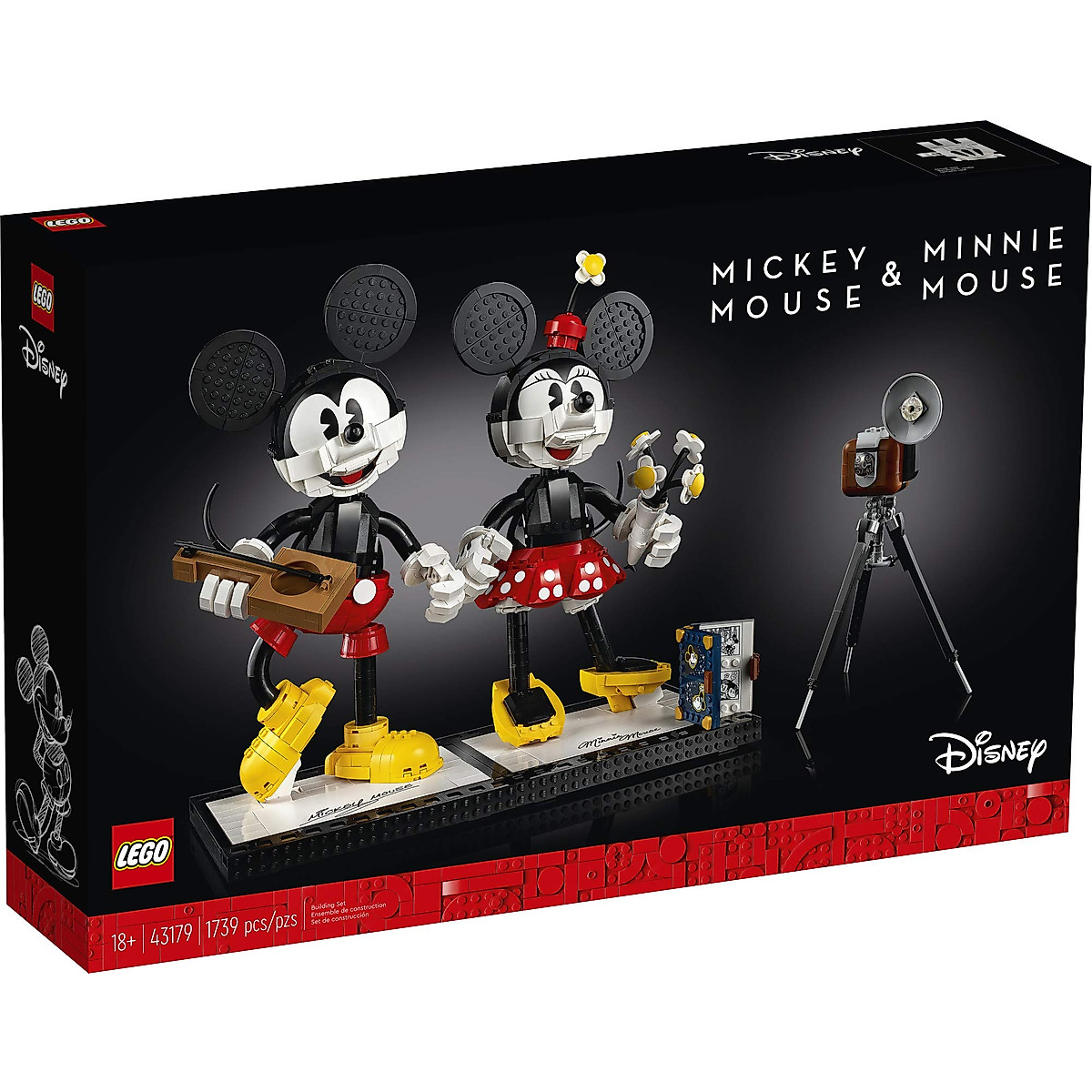 LEGO Disney Mickey Mouse & Minnie Mouse Buildable Characters (43179), Classic-Style Mickey Mouse Collectible Adult Building Kit, New 2021 (1,739 Pieces)