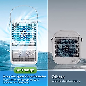 Portable Air Conditioner for Personal with 3 Wind Speeds,Mini Evaporative Air Cooler Fan,USB Air Personal Conditioner with 7 Colour LED Lights,Small Air Conditioner for Bedroom,Office and Outdoors