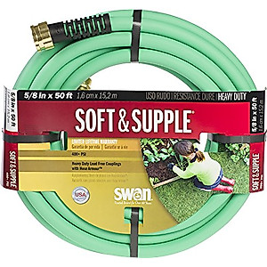 Swan Products SNSS58050 Soft & Supple Easy Coil Water Hose with Crush Proof Couplings 50' x 5/8", Green