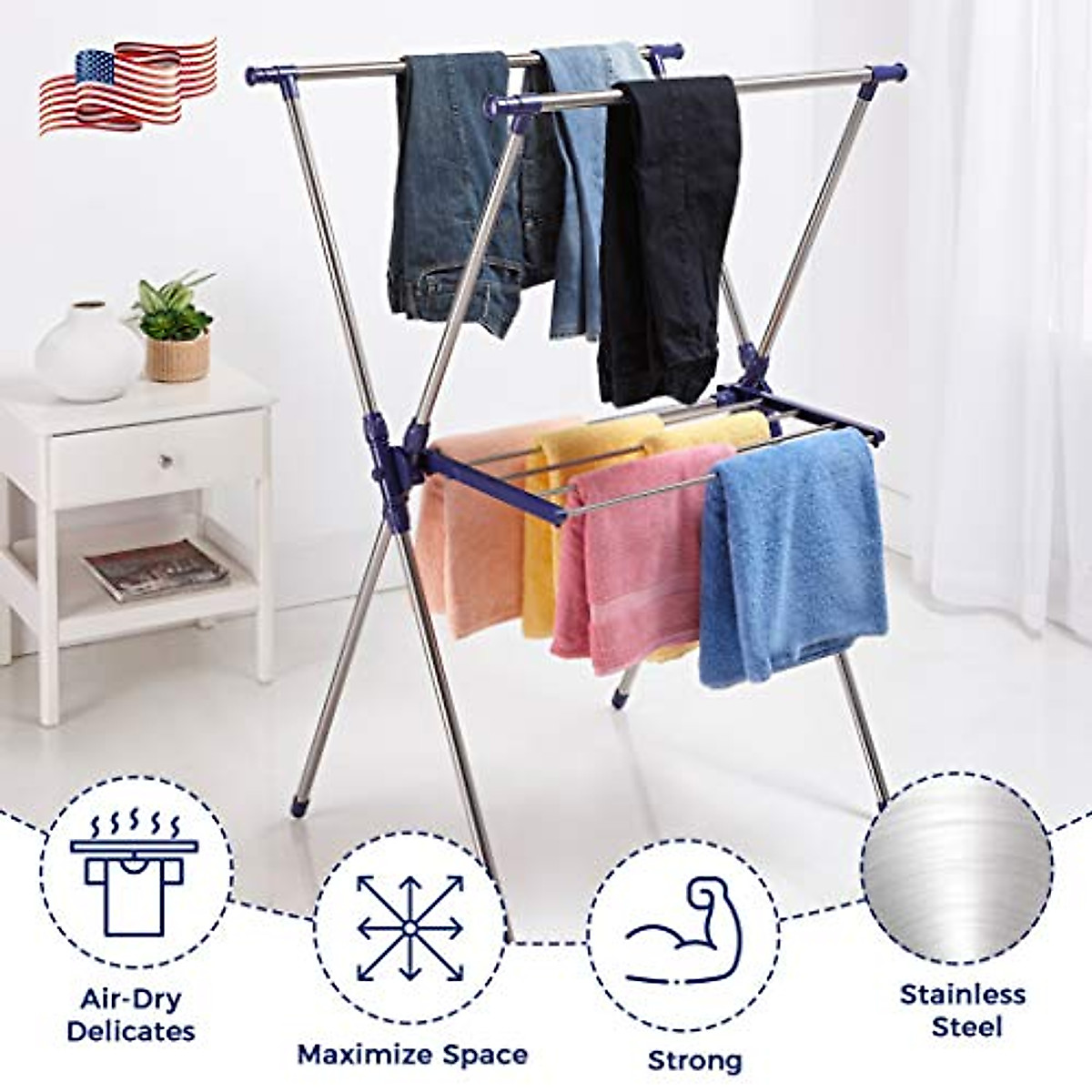 Smart Some Clothes Drying Rack - Foldable Drying Racks for Laundry, Heavy Duty Stainless Steel for Indoor and Outdoor Use (Easy Assembly Video)