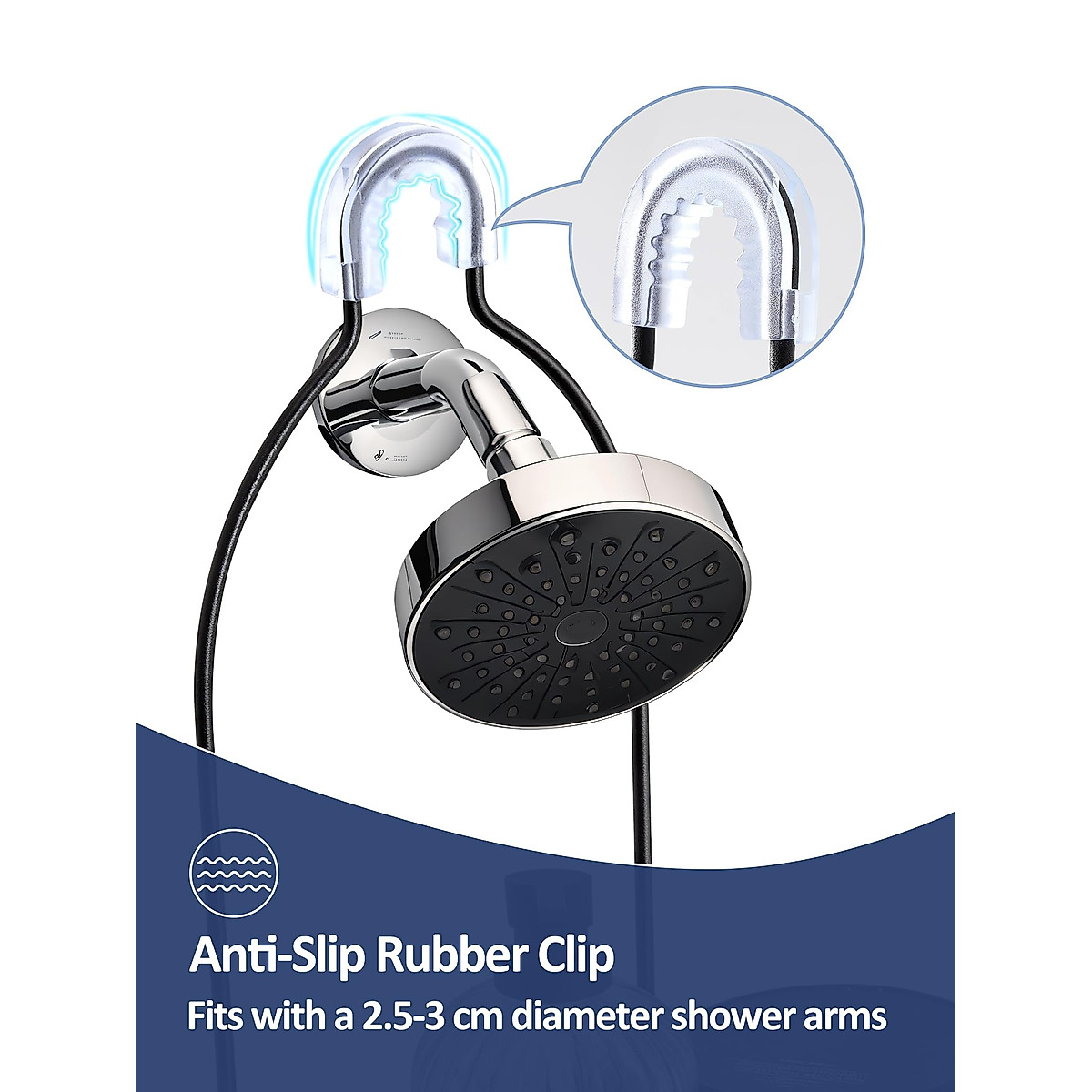 Gronda Shower Caddy Hanging Over Shower Head, Rustproof Anti-Slip Anti-Swing Black Shower Head Caddy Hanging for Inside Shower with Hooks and Adhesives