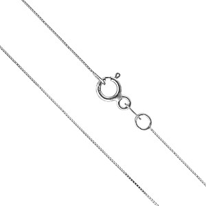 Honolulu Jewelry Company 14K Thin Real Solid White Gold 0.5mm Box Chain Necklace Spring-Ring Clasp - 18 Inches