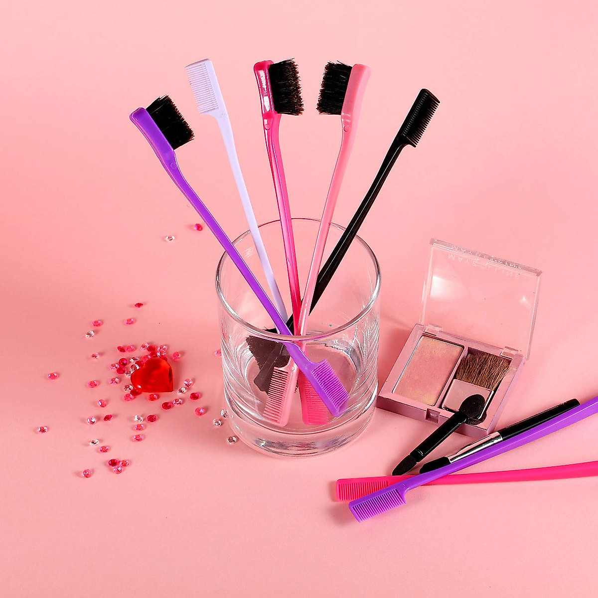 10 Pieces Hair Edge Brush Double Sided Control Hair Brush Comb Combo Pack Smooth Comb Grooming, 5 Colors