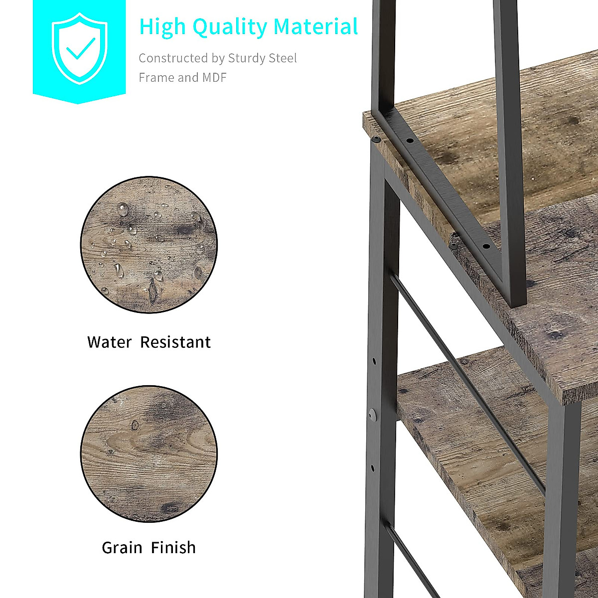 X-cosrack 5-Tier Coffee Bar Rack, Industrial Bakers Rack with Storage Shelves Hooks, Microwave Rack Organizer with Wire Basket Drawer for Kitchen, Coffee Station Pantry, (Rustic Brown)