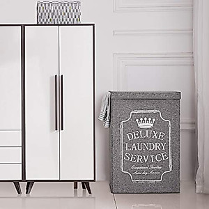 YOUDENOVA Tall Laundry Basket with Lid, 72L Large Collapsible Clothes Hamper with Handle, Freestanding Waterproof Clothes Hamper Basket for Nursery, Bedroom, Bathroom, College Dorm – Fossil