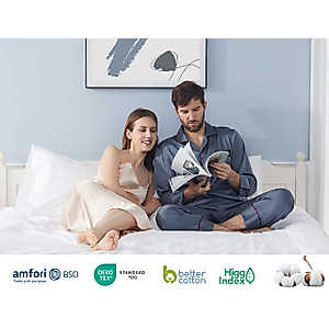 HOMTEC Pillow Cases, Standard Queen Size Cotton Percale Weave Pillowcases, Pre-Shrunk Breathable and Hypoallergenic Pillowcases, Set of 2 (2 Piece Standard/Queen 20 Inch x 30 Inch, White)