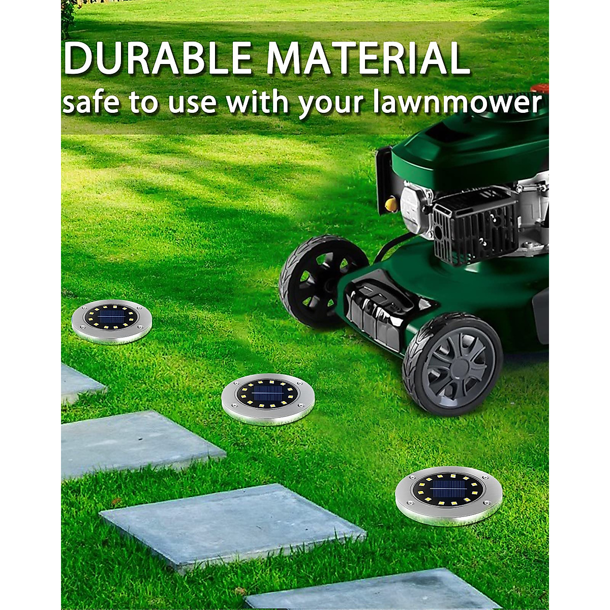 Kooboe Solar Ground Lights, 8 Packs 12 LED Solar Garden Lights Outdoor Waterproof Bright in - Solar Disk Lights for Pathway, Yard, Patio, Walkway, Christmas Decorations(Warm White)