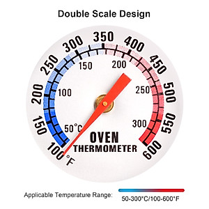 Hawgiman Stainless Steel Oven Thermometer for Electric/Gas Oven, Kitchen Cooking Grill Smoker Thermometer(50-300°C/100-600°F) (1)