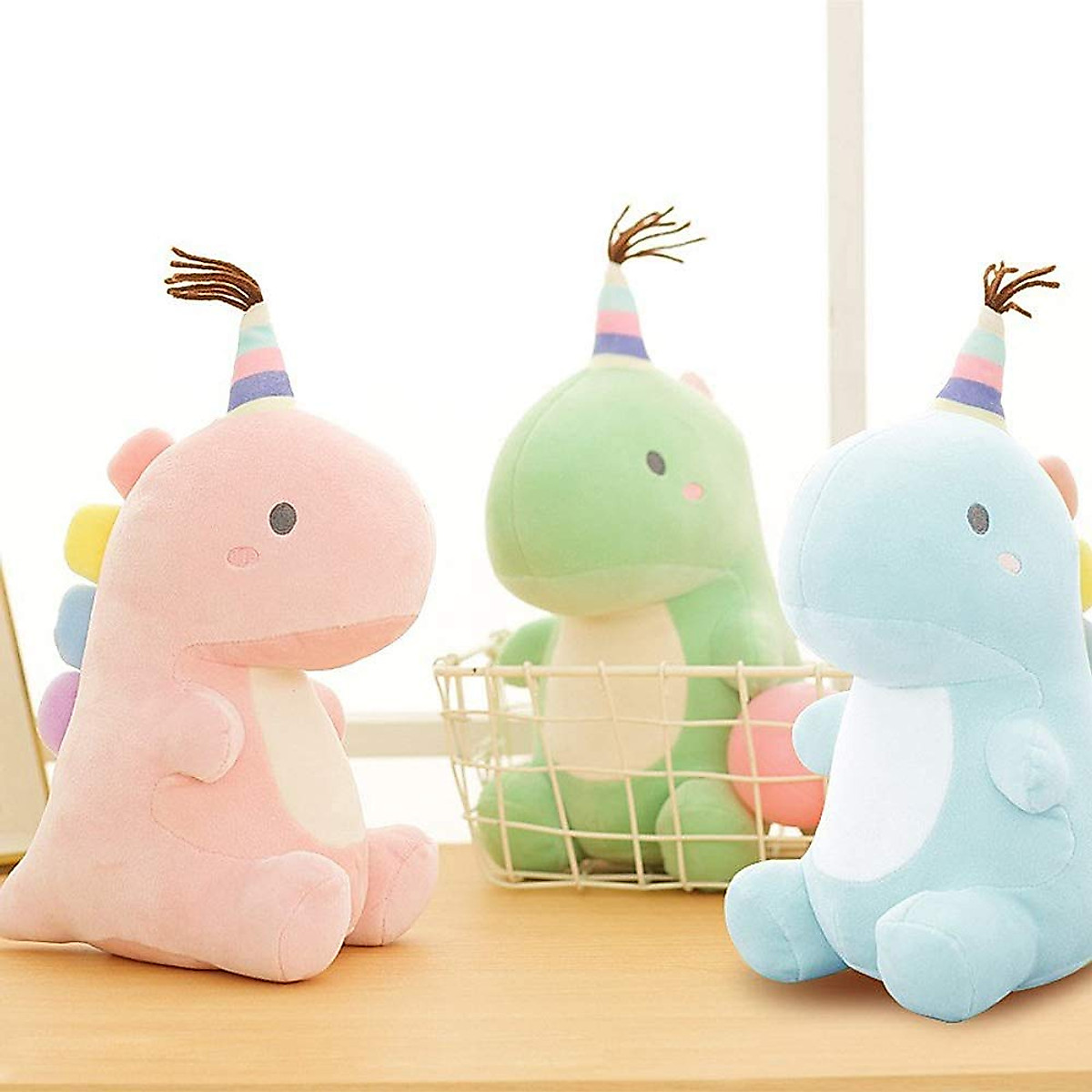 YUESUO Cute Dinosaur Plush Toys,Dino Stuffed Animal,Soft Animal Dino Plush,Birthday Gifts for Kids Girls Boys Green 9.4 Inch